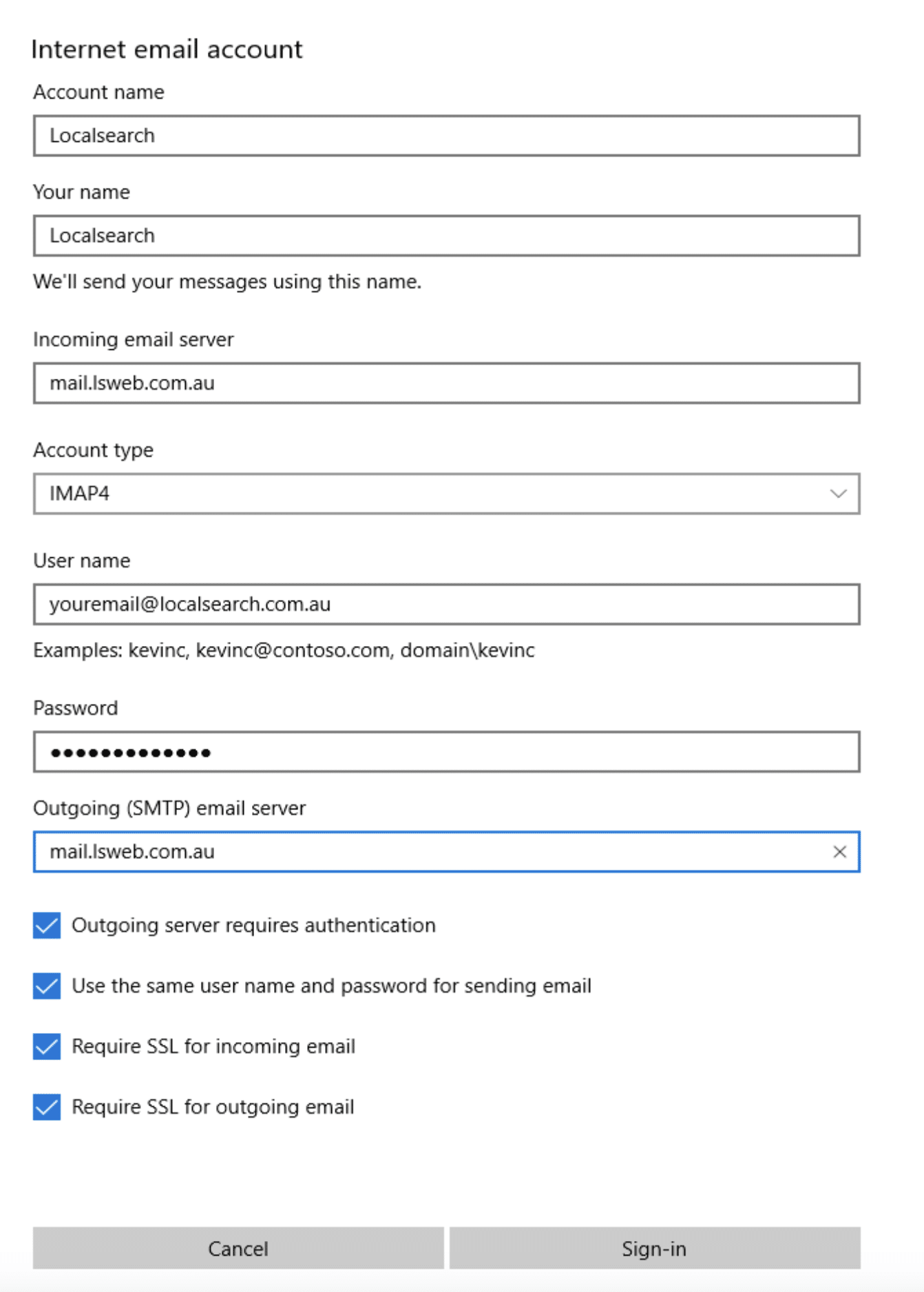 Windows 10 Mail - Localsearch Knowledge Base